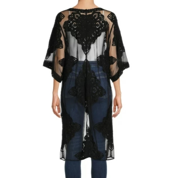 Time and Tru | Jackets & Coats | Sheer Mesh Lace Layered Kimono | Poshmark